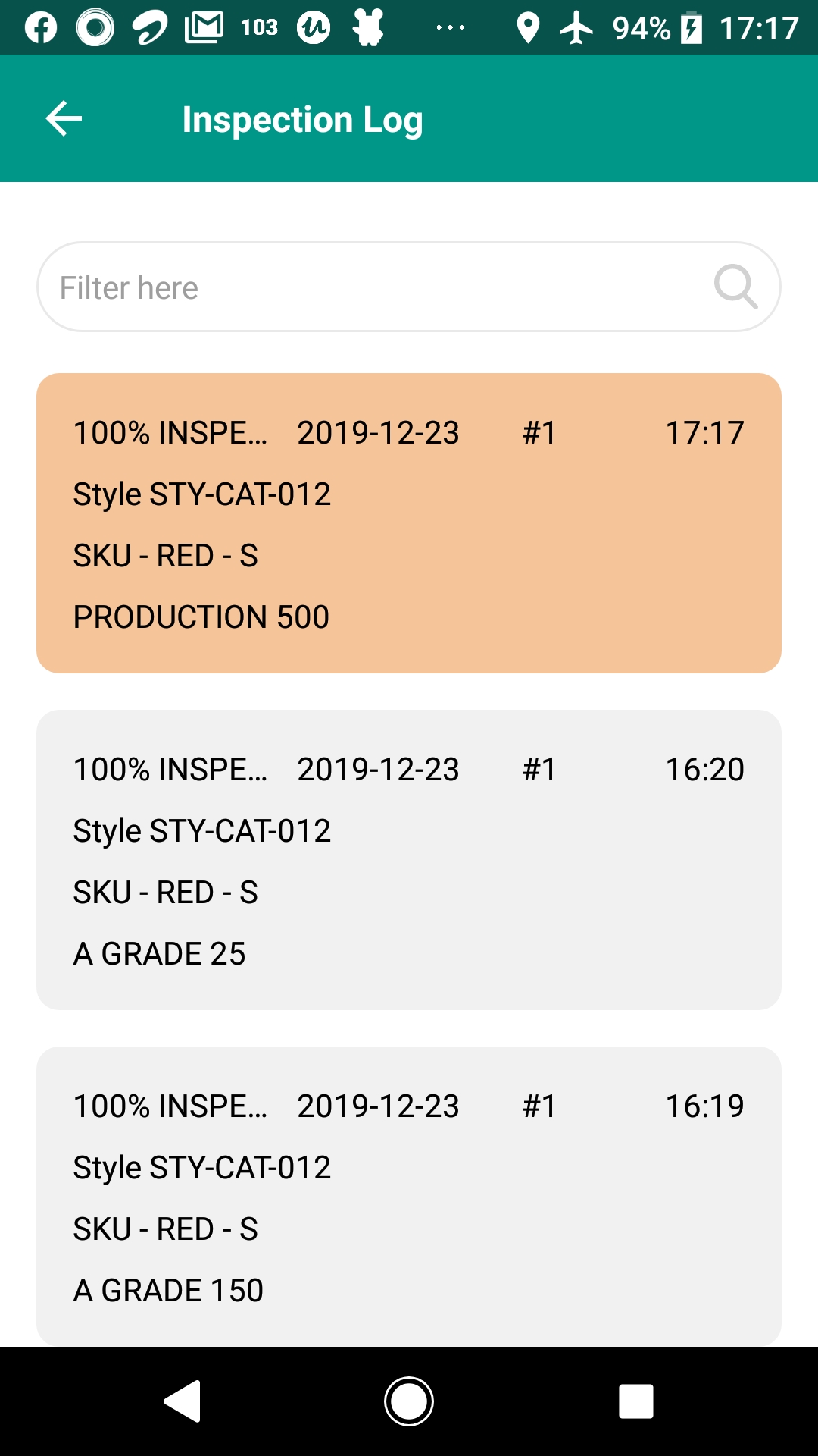 Inspection Log data – ITOHEN-IDAS